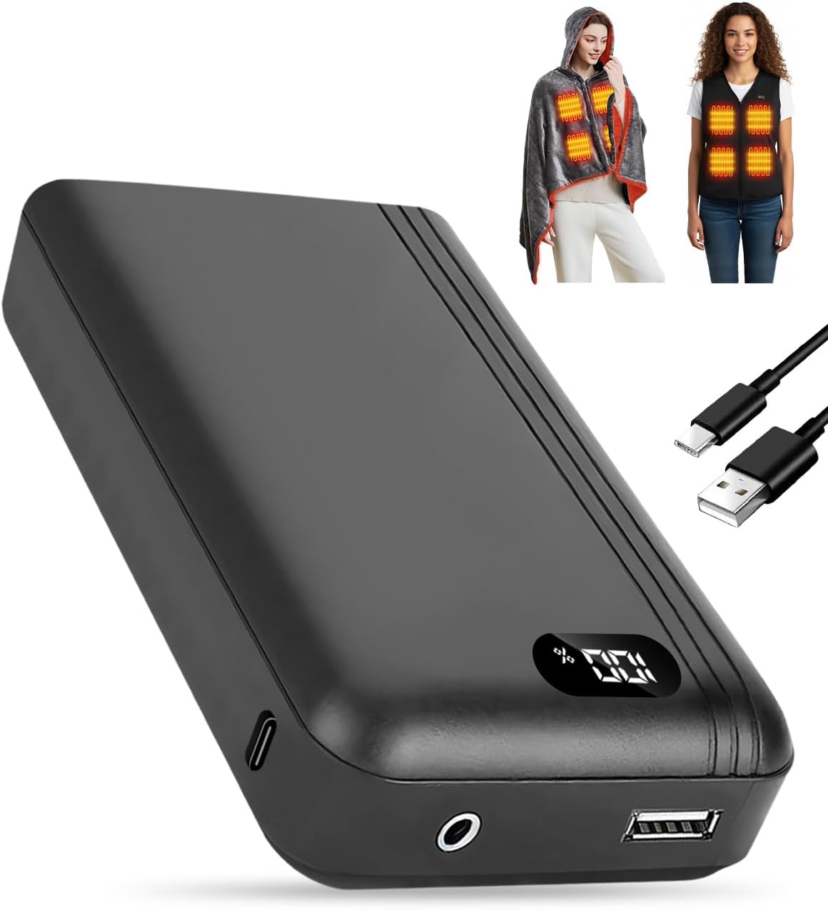 20,000mAh Portable Power Bank for Heated Vests & Jackets 7.4V/3A ...
