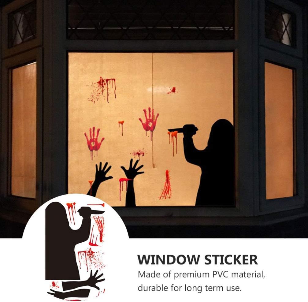 Wakauto Halloween Decorations, Horror Bloody Handprints Stickers ...