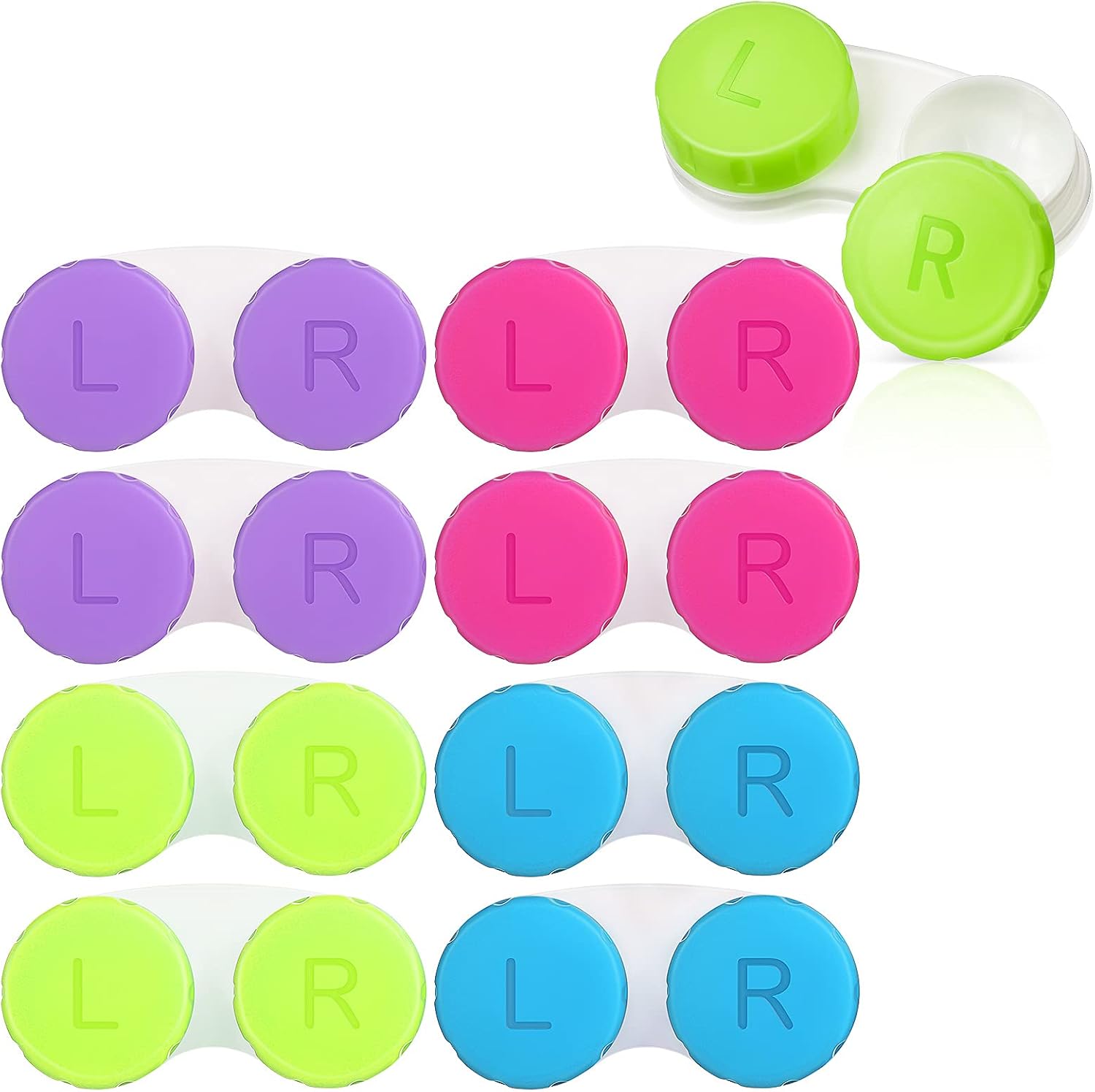 8 Pieces Contact Lens Boxes Plastic Contact Lens Holders Colorful ...