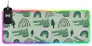 Amazon.com: VKPSCHJ Cute Alligator Green Gaming Mouse Pad with Wireless ...