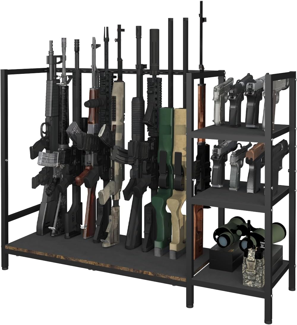 Amazon.com: ikkle Gun Rack Floor Rifle Racks with Pistol Rack, Indoor ...