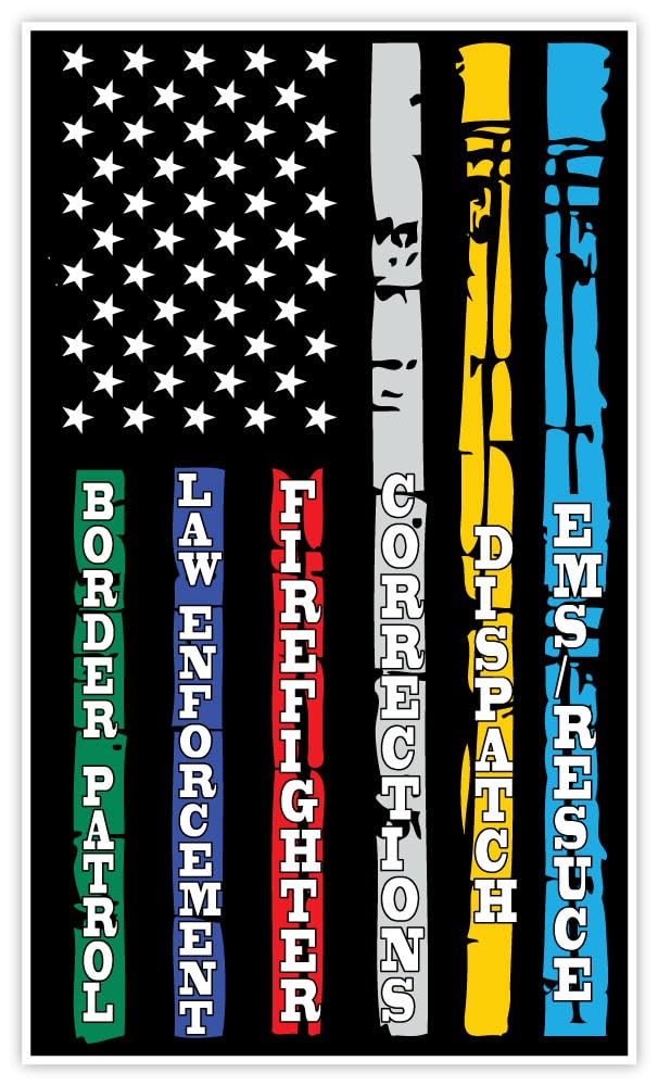 Amazon.com - Thin Blue Line Red Line Fire Police Military Flag Sticker ...
