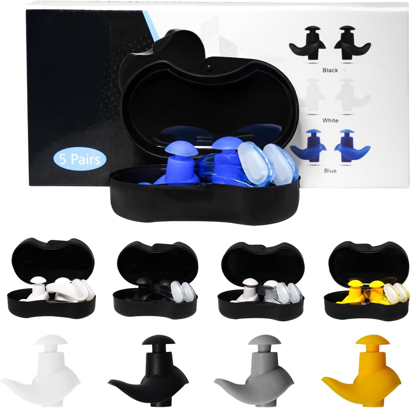 Amazon.com: HIGAHY Waterproof Swimming Ear Plugs for Adults - 4 Pairs ...