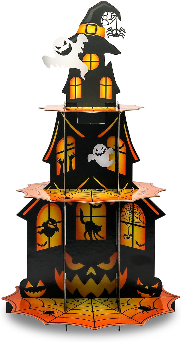 Amazon.com | Halloween 3 Tier Castle Ghost Cupcake Stand, Pumpkin ...