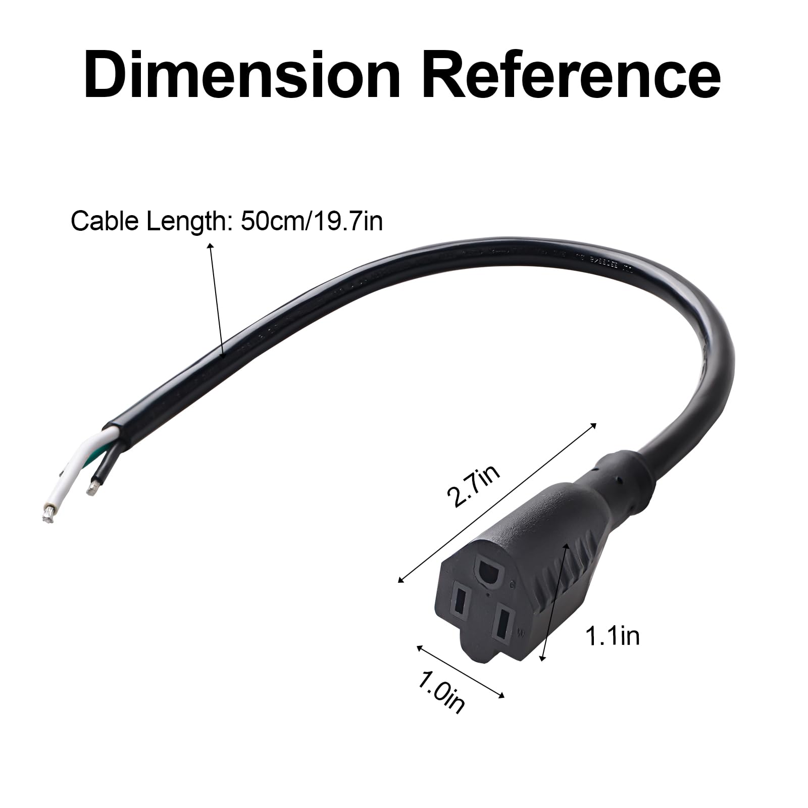 Snapklik.com : QTEATAK 50cm Female Connector Extension Cord - 125V 15A ...