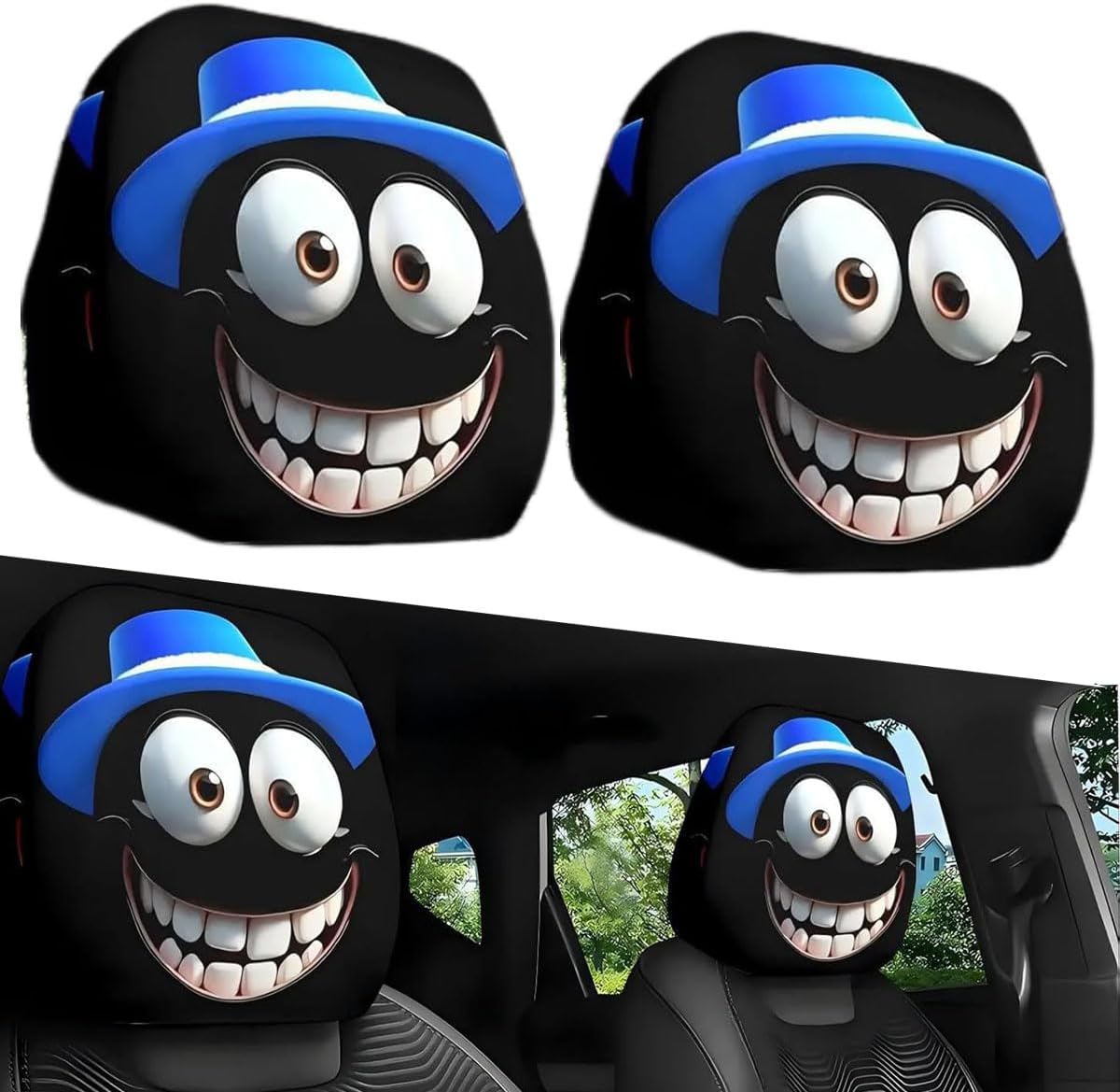 Amazon.com: IFSLQNX 2PCS Funny Cartoon Car Headrest Covers, 11×10 in ...