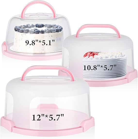 Amazon.com: Baderke 3 Pcs Cake Carrier with Lid 9.8 Inch 10.8 Inch 12 ...