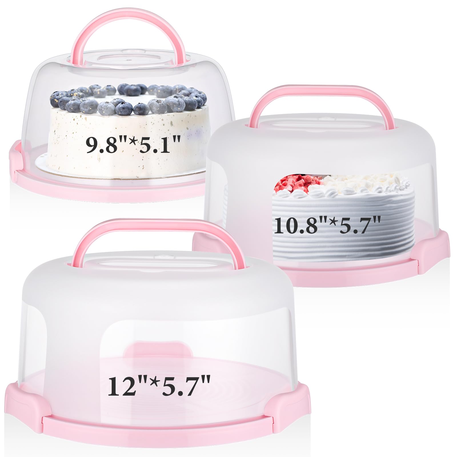 Amazon.com: Baderke 3 Pcs Cake Carrier with Lid 9.8 Inch 10.8 Inch 12 ...