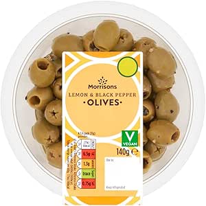 Morrisons Lemon & Pepper Olives 140g : Amazon.co.uk: Grocery