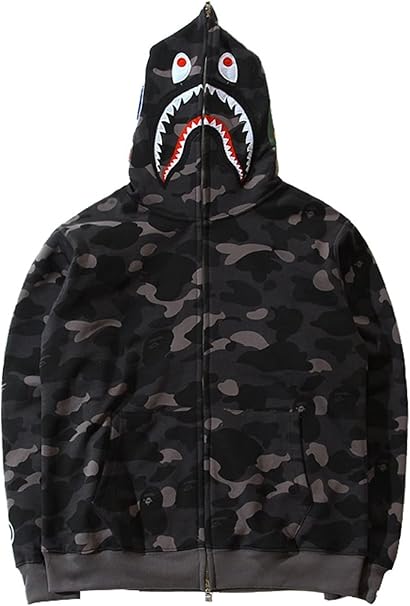 Y2k Męska bluza z kapturem Bape Shark Damska kamuflażowa kurtka Bape ...