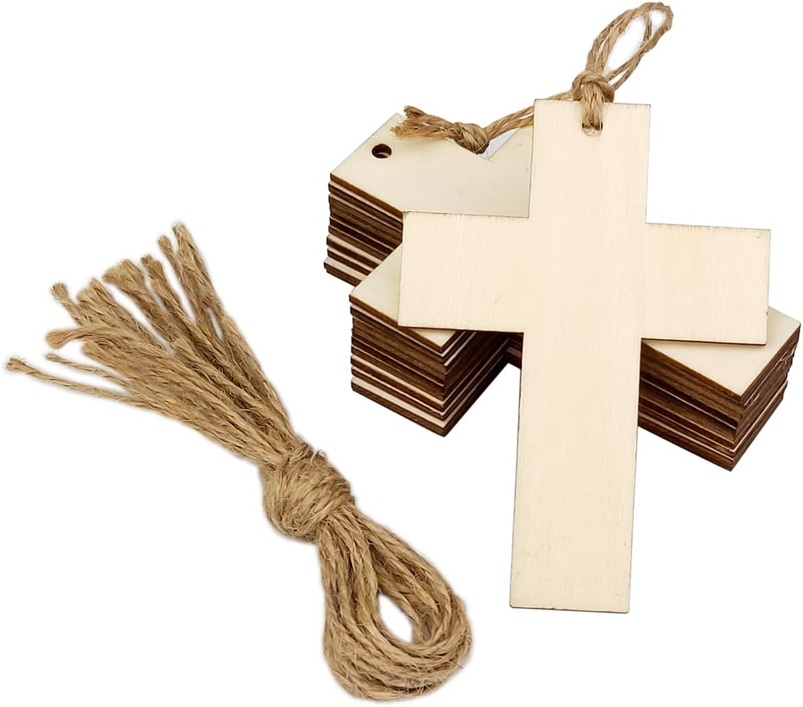 Amazon.com: 32 Pack Wood Cross Cutouts Small Wooden Crosses Hanging ...