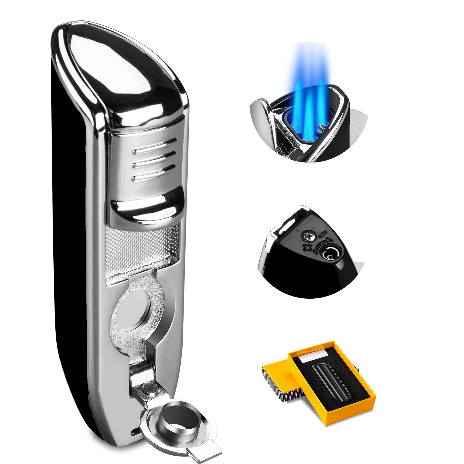 Cigarloong Cigar Lighter With Cigar Punch Alloy 3 Jet Torch ...