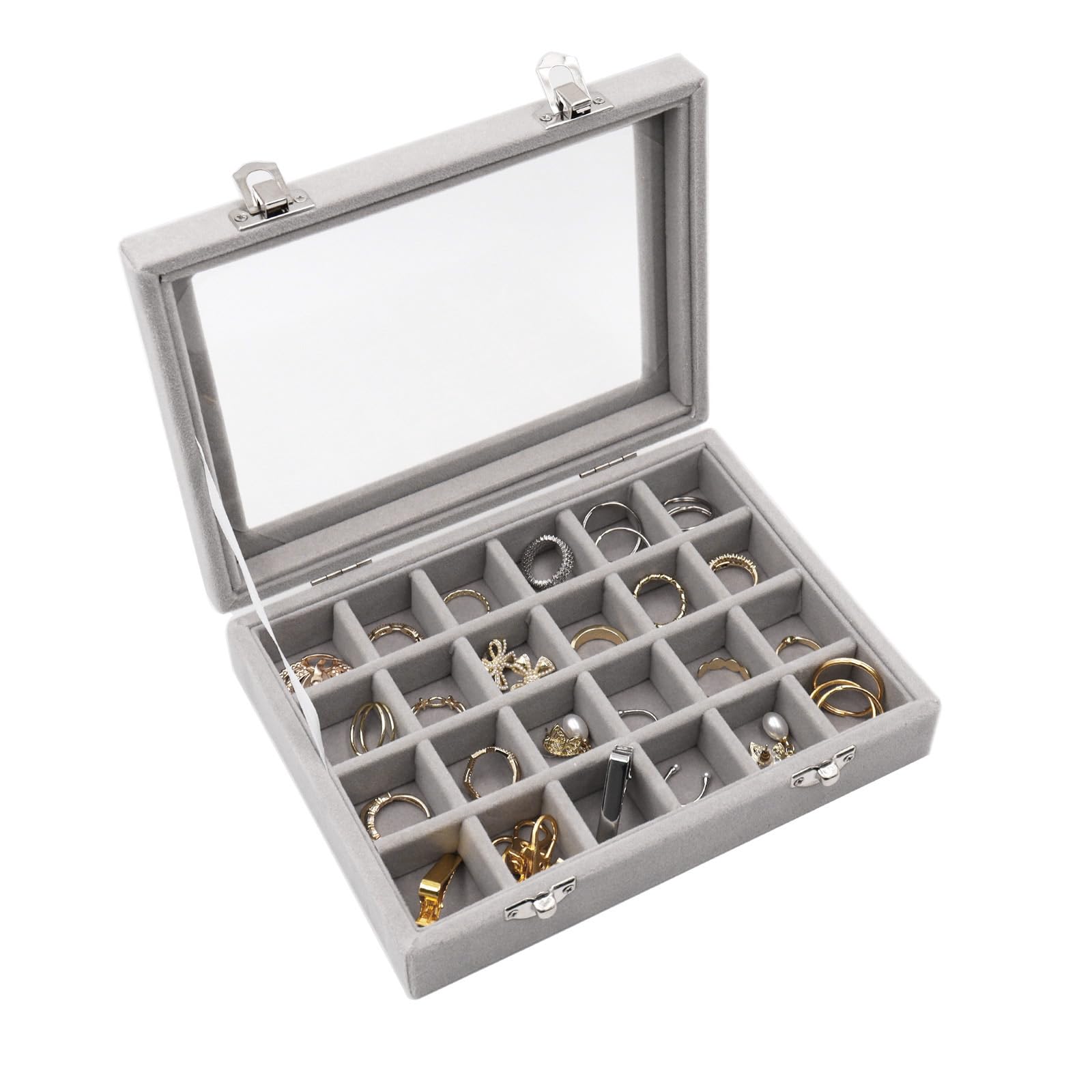 Jewellery Box Organiser,Velvet Earring Storage Box 24 Section Earring ...