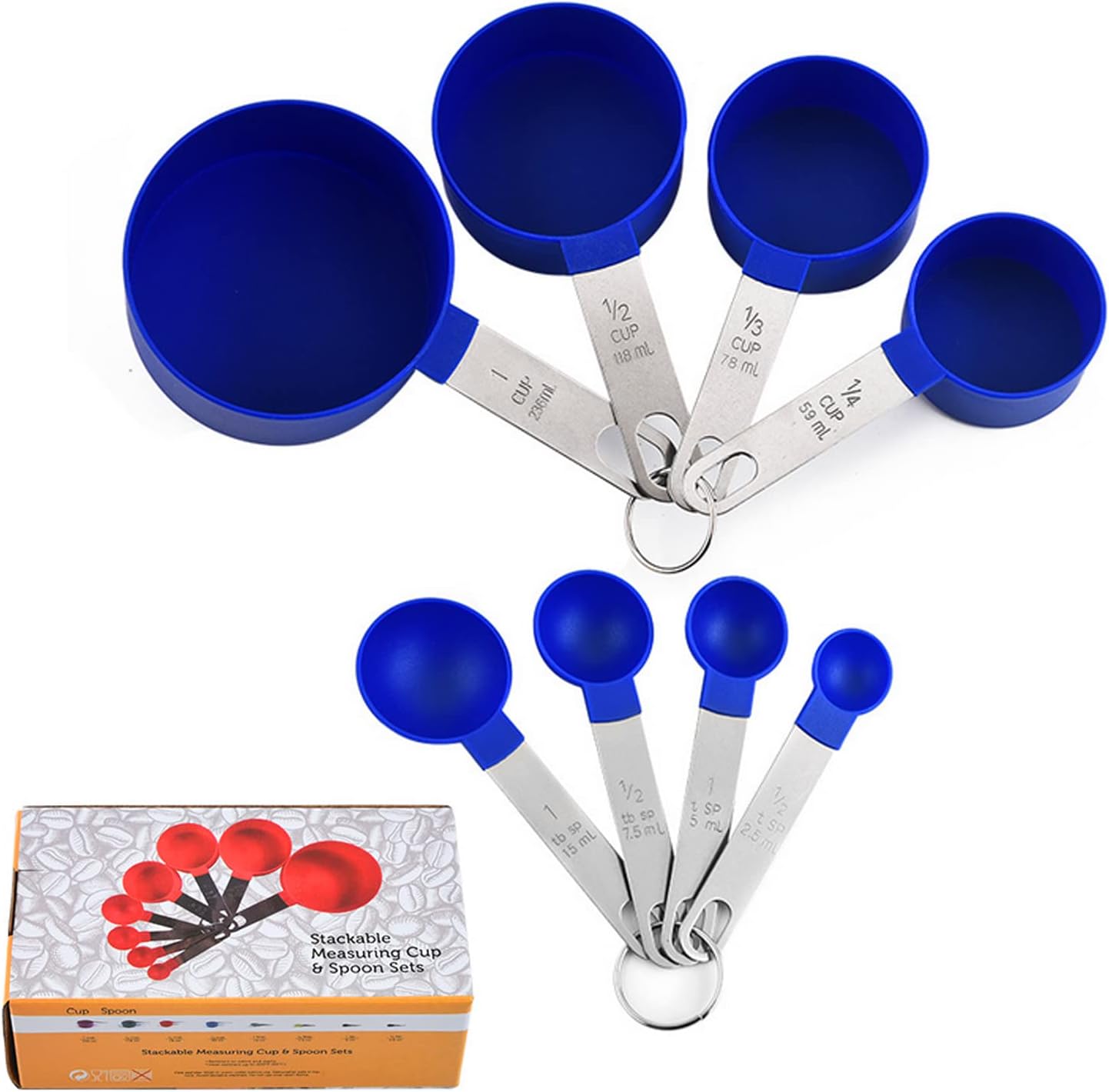 8PCS Measuring Cups and Spoons Set, Stackable Cups and Spoons, Accurate ...
