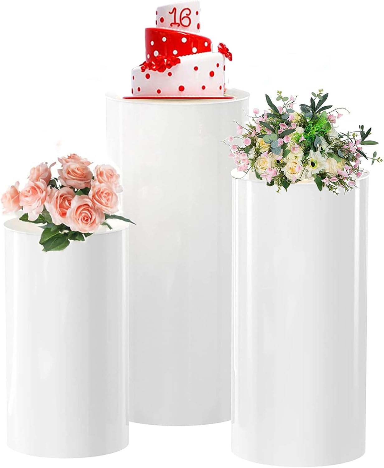 Amazon.com: CARLOUMERN Cylinder Stands for Party, 3 Pcs Cylinder ...