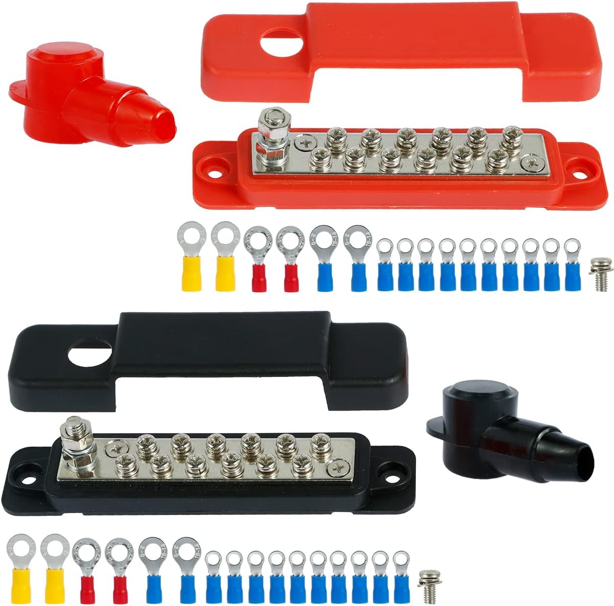 2Pcs 12 Way Bus Bar Terminal Block, Power Distribution Block Bus Bar ...