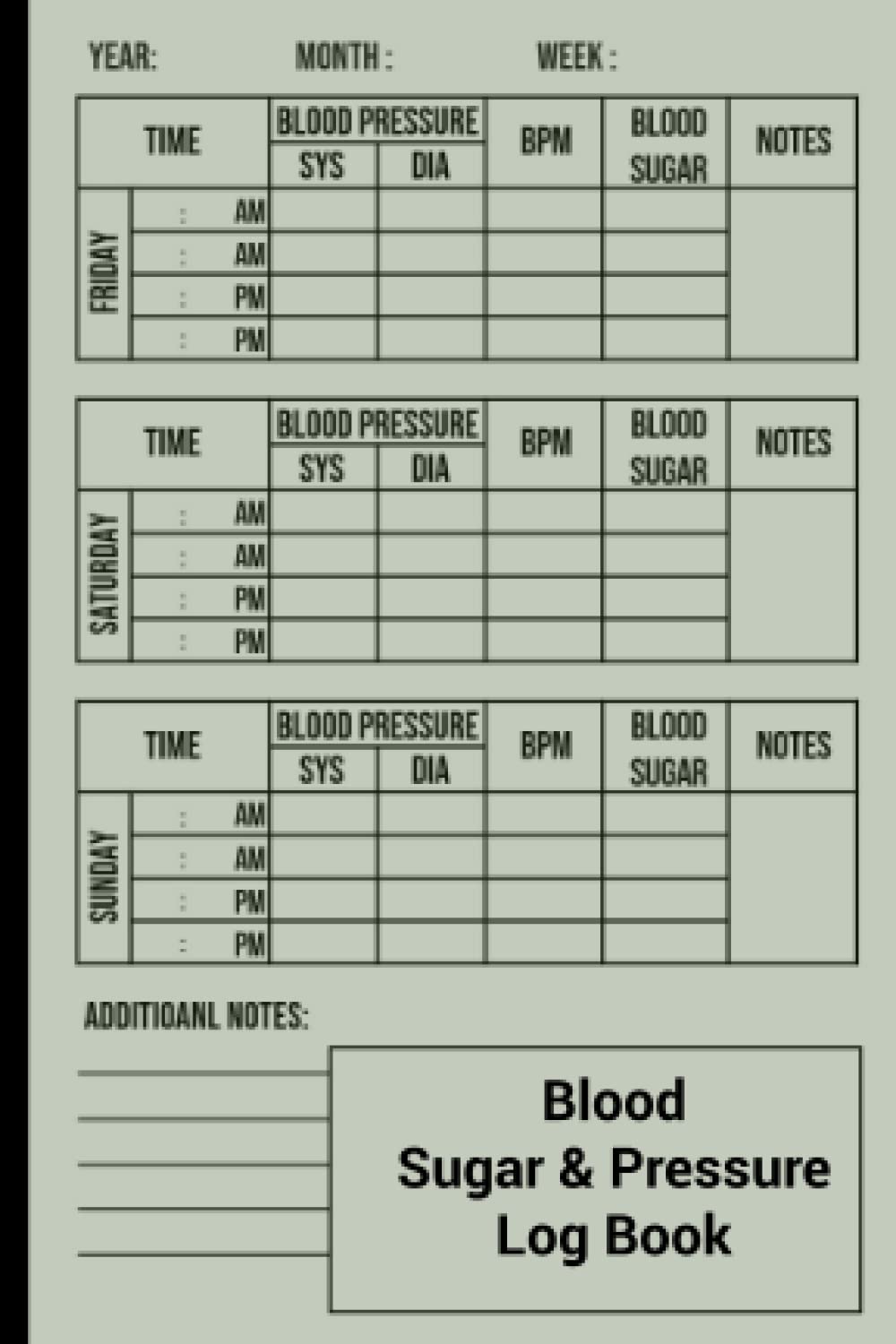 Blood Sugar & Pressure Log Book: Pocket Size (Compact 4" x 6" ) Weekly ...