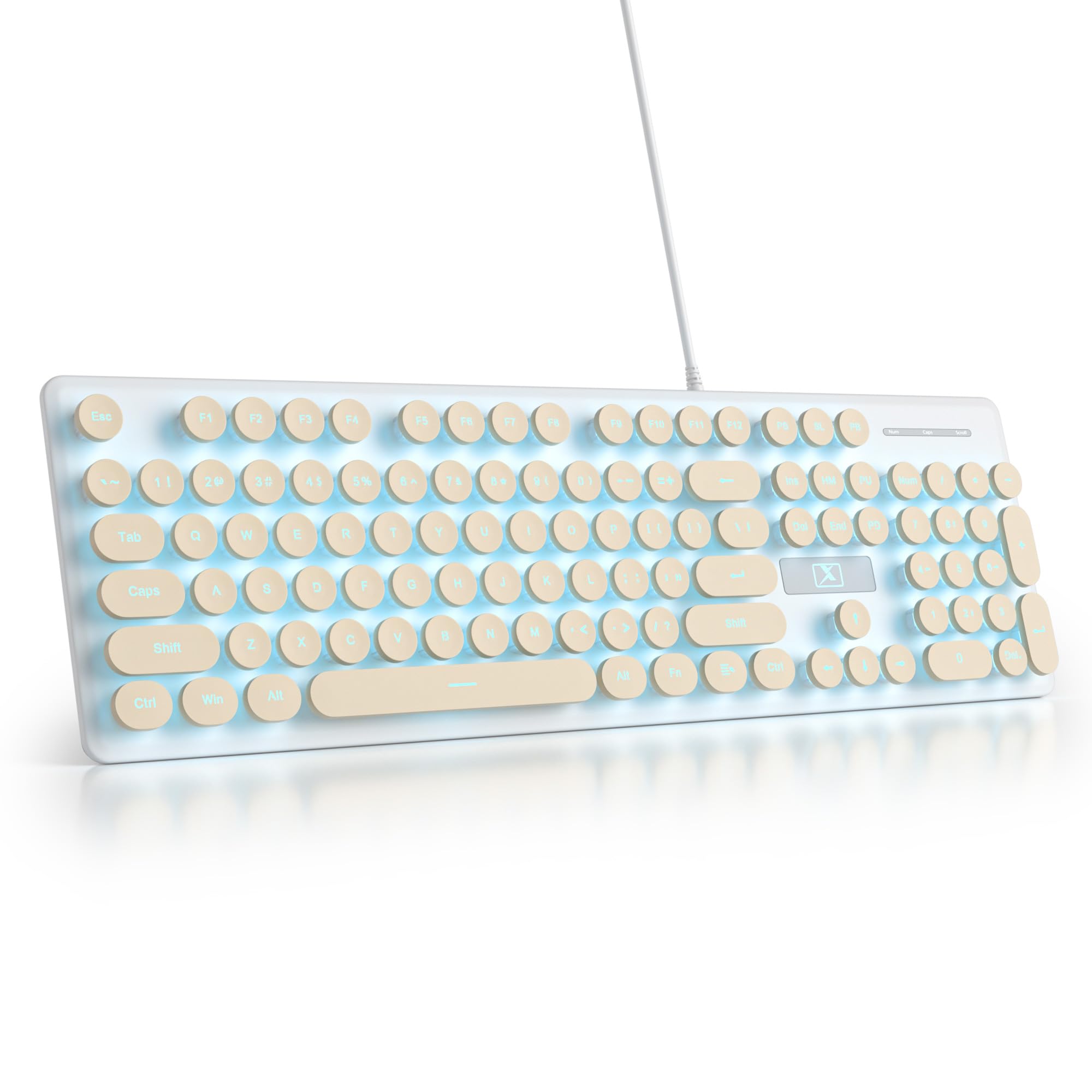 Amazon.com: surmen Cute Quiet Keyboard USB Wired Typewriter Keyboard ...