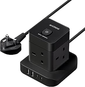AICODE Cube Extension Lead with USB Slots,4 Way Multi Plug Extension ...