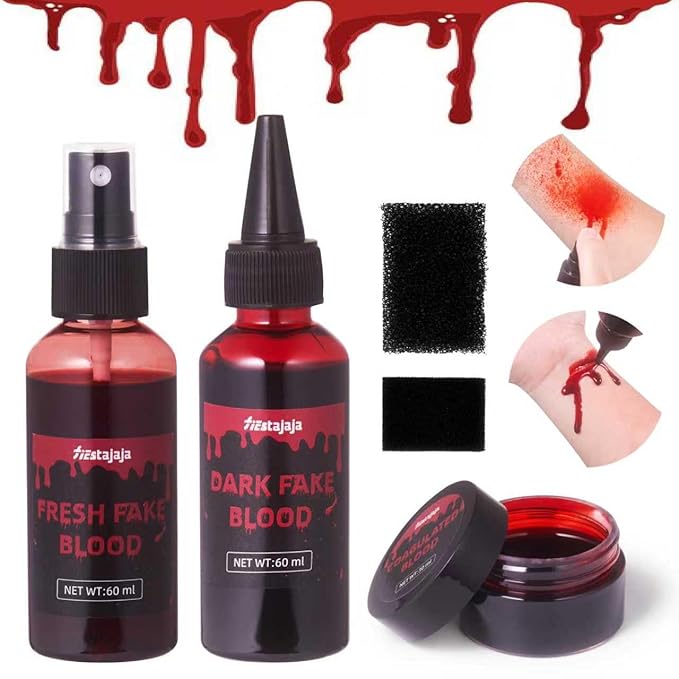 Amazon.com : Halloween Fake Blood Makeup Kit for Zombie Vampire Costume ...