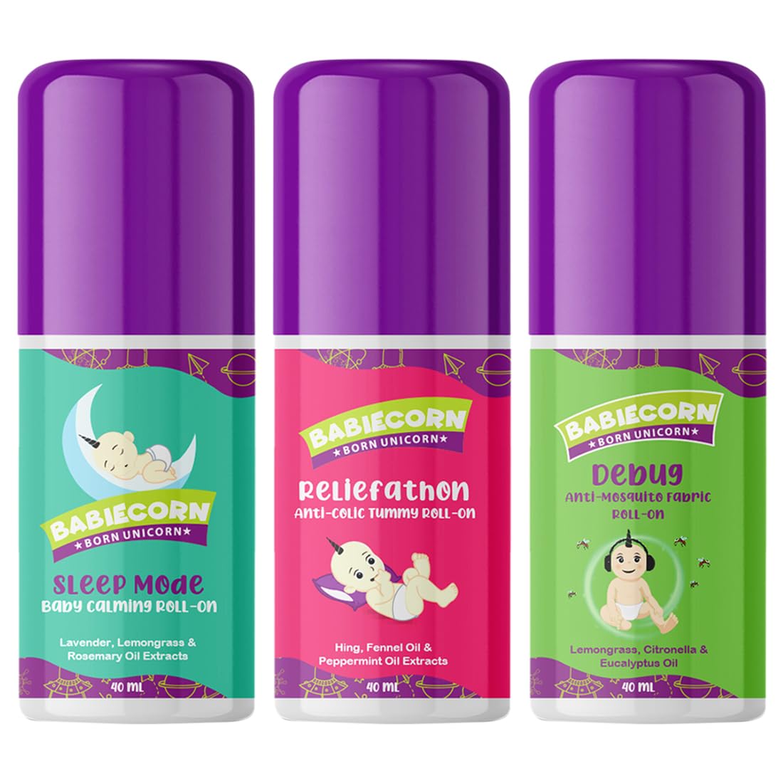 Babiecorn Baby Roll-On Combo Pack, Baby Mosquito Roll-On+ Calming Roll ...