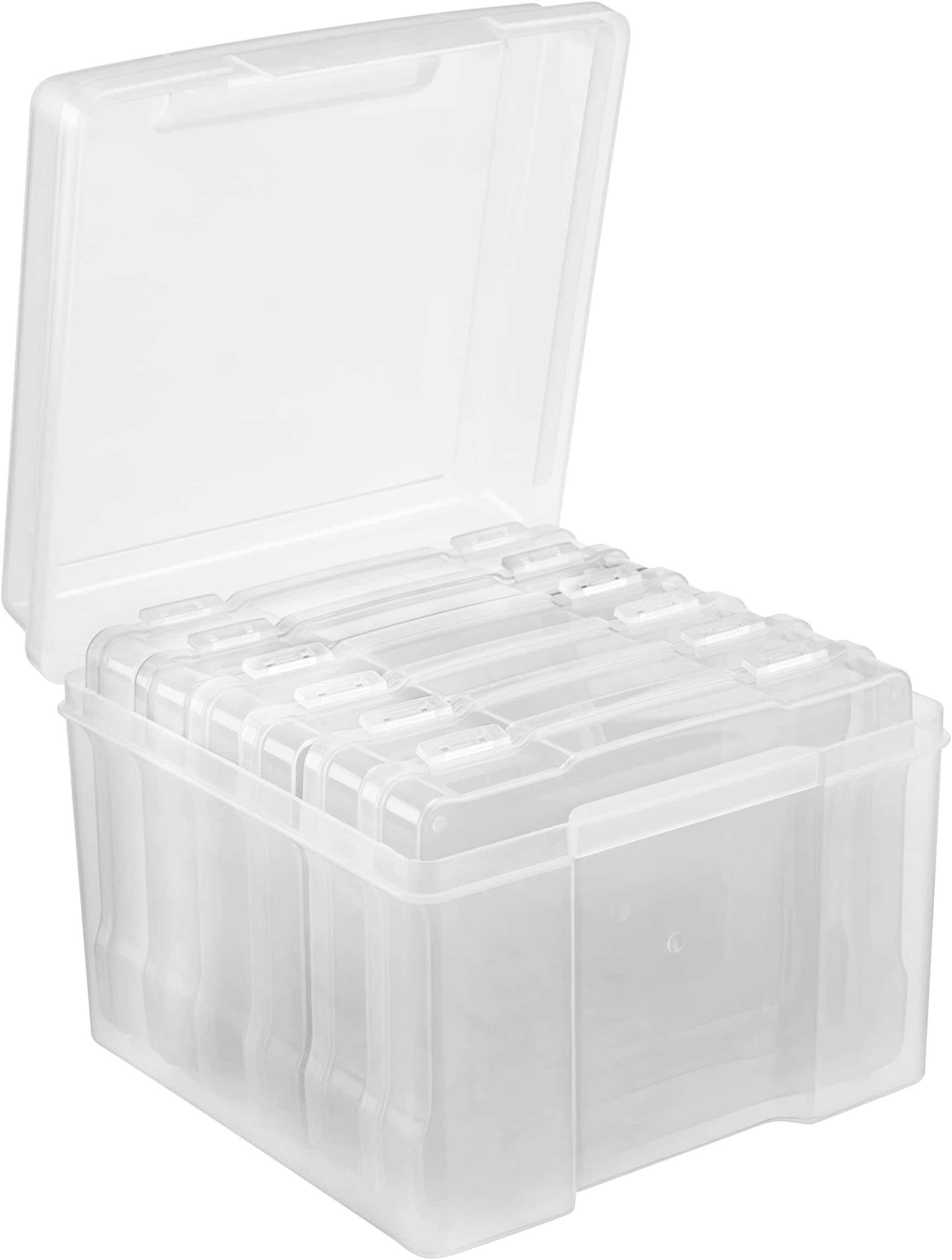 MATANA - 5"x7" Clear Photo Storage Box & Crafts Organiser, Including 6 ...