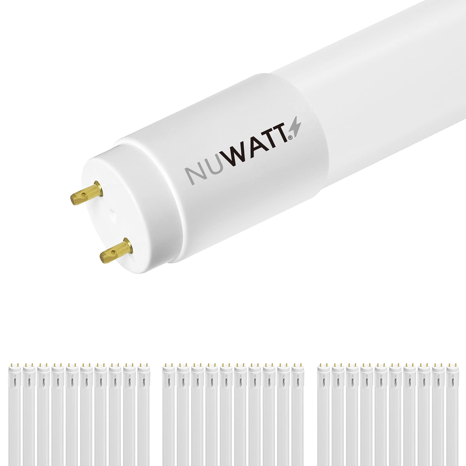 NUWATT (30 Pack 4FT LED T8 Tube Frosted Lens Glass, 18W, 3500K, 2,200 ...