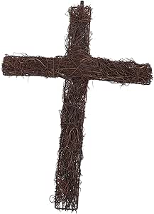 Amazon.com: GARVALON Vine Wreath Cross Woven Rattan Cross Stake 16 ...