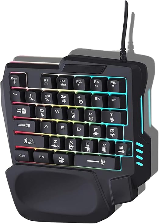 Amazon.com: GONRIDASH One-Handed Gaming Keyboard, 35 Keys, 3 Color ...