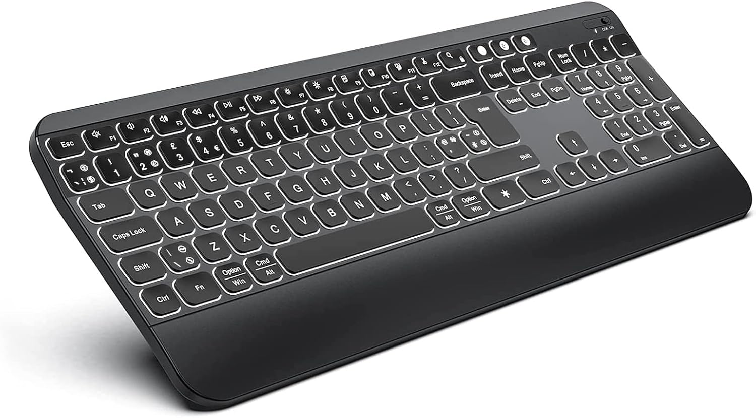 Backlit Ergonomic Keyboard, Wireless Bluetooth Multi-device Illuminated ...