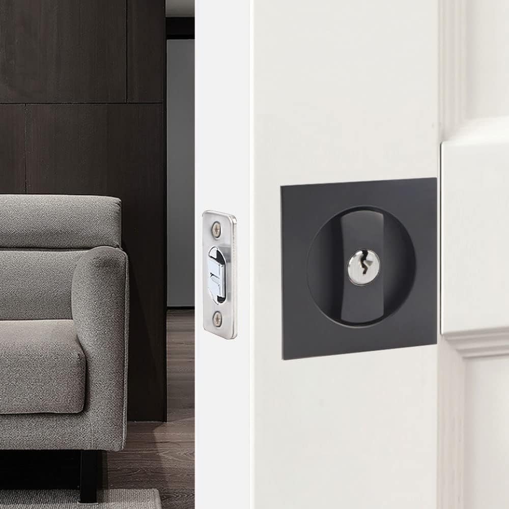 Pocket Door Hardware Lock Pull Handles (Black) - Amazon.com