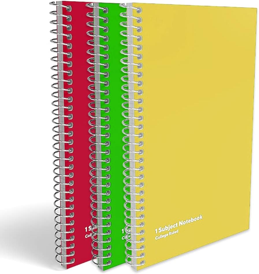 Amazon.com : Spiral Notebook, 1 Subject, 80 Sheets College Ruled Paper ...