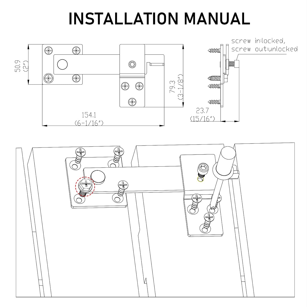 Snapklik.com : 6" Barn Door Flip Gate Latch,Heavy Duty Stainless Steel ...