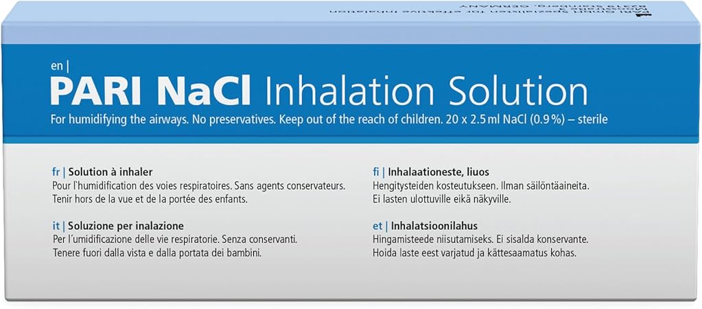 PARI NaCI 0.9 Saline Solution for Inhalation - 20 Pack - Soothing ...