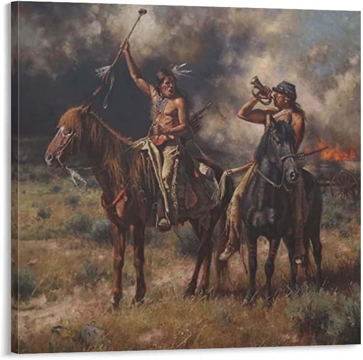 Amazon.com: Native American Indian Chief Tribal Riding Poster Vintage ...