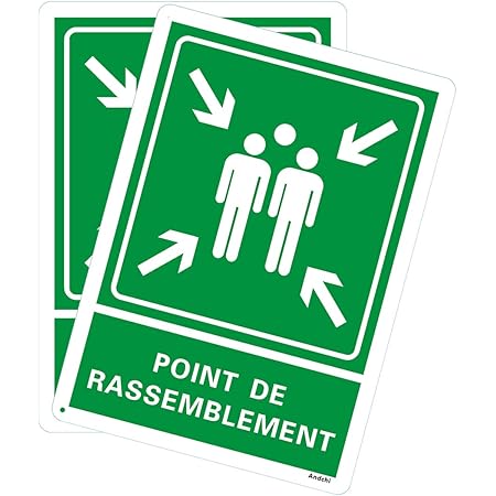 pubblimania Point de Rassemblement Panneau de sécurité en aluminium ...