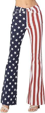 Judy Blue Women's American Flag Print Flare Jeans - Patriotic Red ...