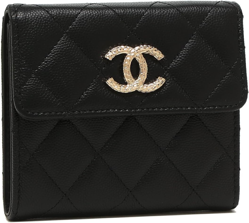 Amazon | [CHANEL] [シャネル] 財布(二つ折り財布) AP4251 B18212 ブラック マトラッセ キャビアスキン CCマーク ココマーク スモール フラップ ウォレット ...