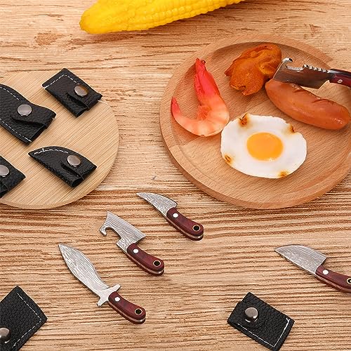 Snapklik.com : 8 Pcs Mini Knifes Damascus Pocket Knife Set Tiny Chef ...