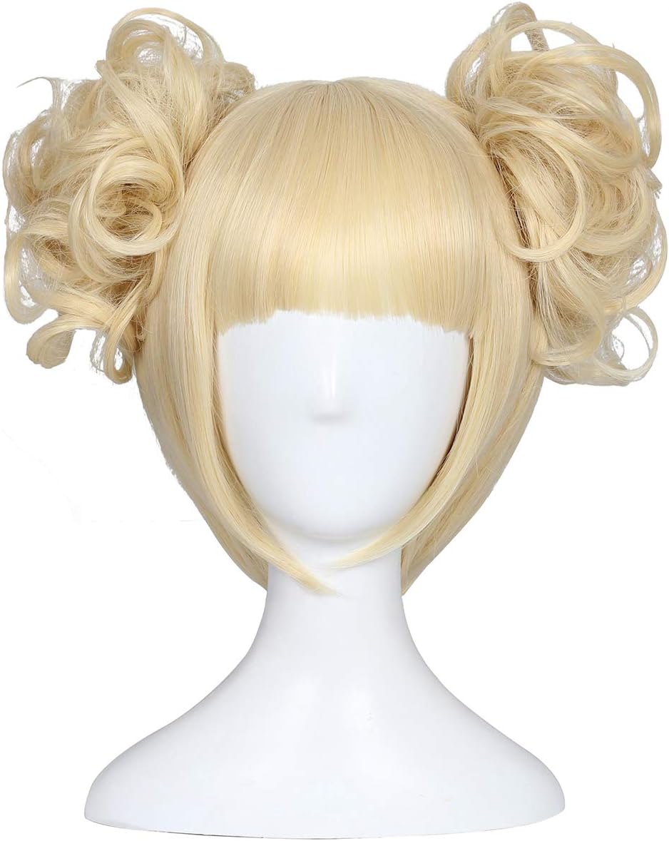 Amazon.com: Ticomoco Anime Short Green Wig with 2 Bun Halloween Costume ...