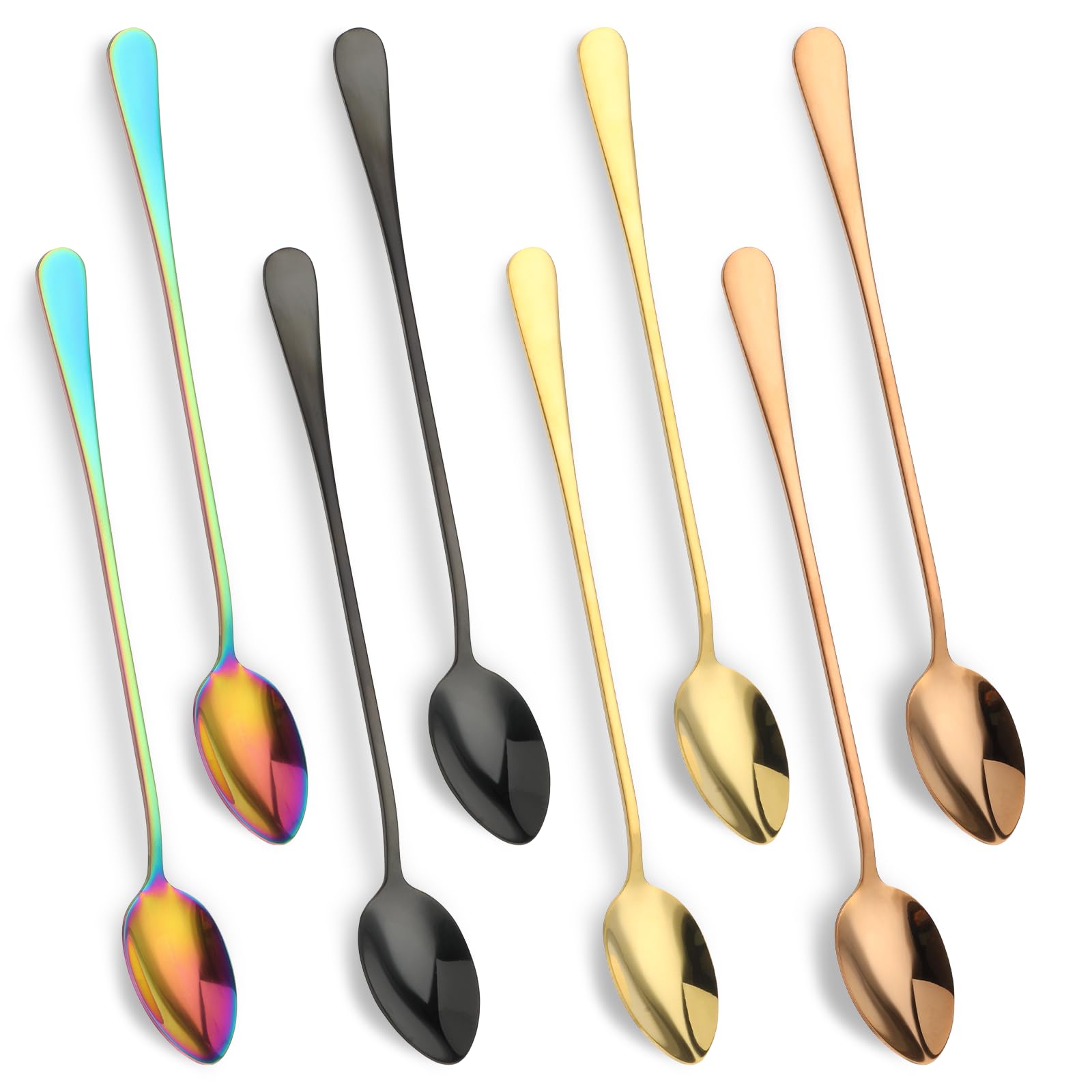 Amazon.com: 8 Pcs Long Handle Tea Spoon, Ice Cream Spoons Stirring ...