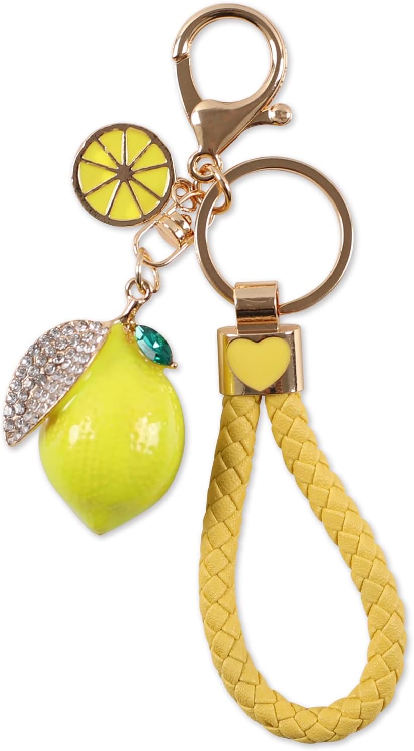 Lemon Keychain - 1 Set Fruit Key Ring for Women Diamond Key Chain for ...