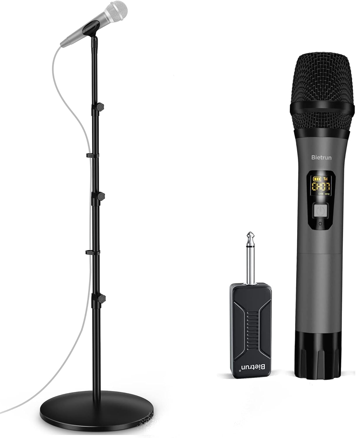 Amazon.com: Bietrun Wireless Microphone WXM04 with Mic Stand : Musical ...