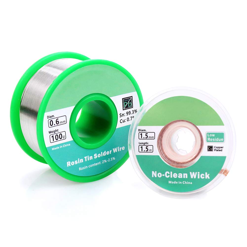 Buy 60-40 Solder Wire Rosin Core 100g 0.6mm with No-Clean Desoldering ...