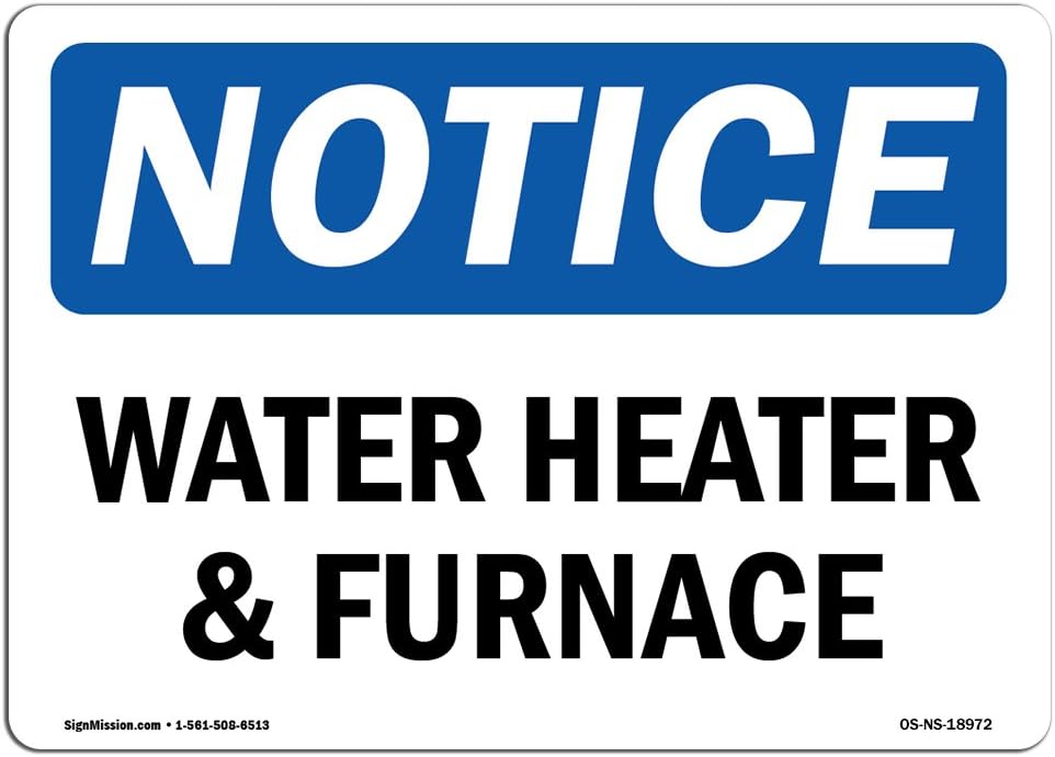 Amazon.com: OSHA Notice Sign - Water Heater & Furnace | Vinyl Label ...