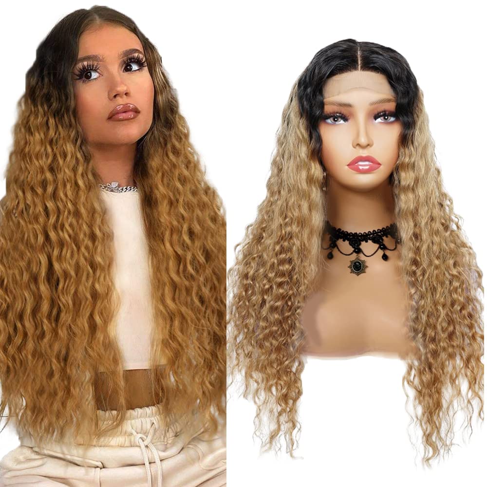 Amazon.com : 24 Inch 1B27 Ombre Lace Front Wig Human Hair Honey Blonde ...