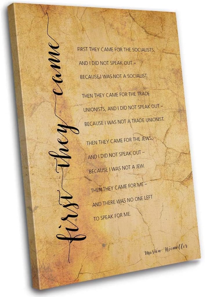 Amazon.com: Winduryi First They Came Poem Wall Decor Prints Poetry ...