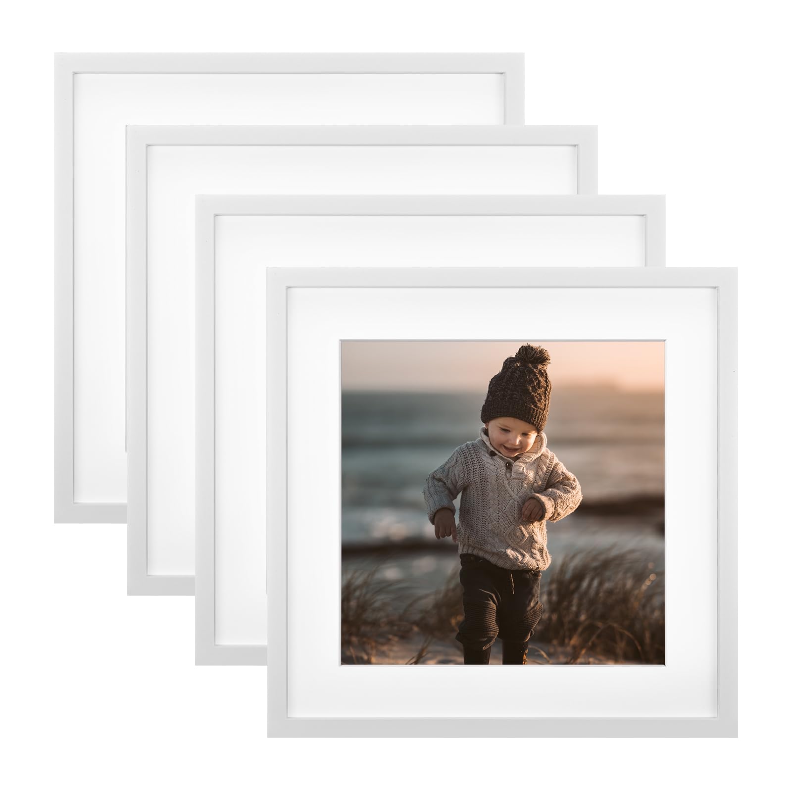 Snapklik.com : KINLINK 16x16 Square Picture Frames White, Solid Wood Frames