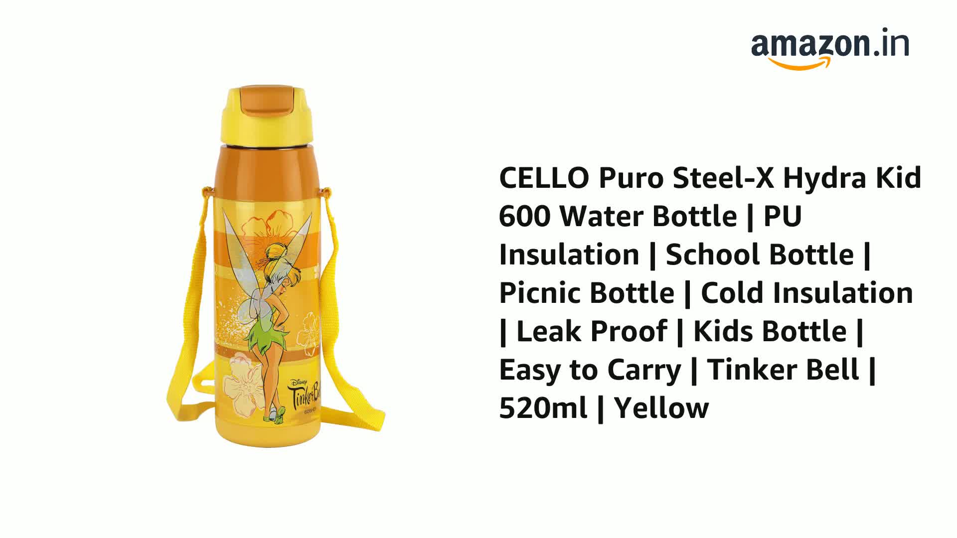 Watch CELLO Puro Steel-X Hydra Kid 600 Water Bottle | PU Insulation ...