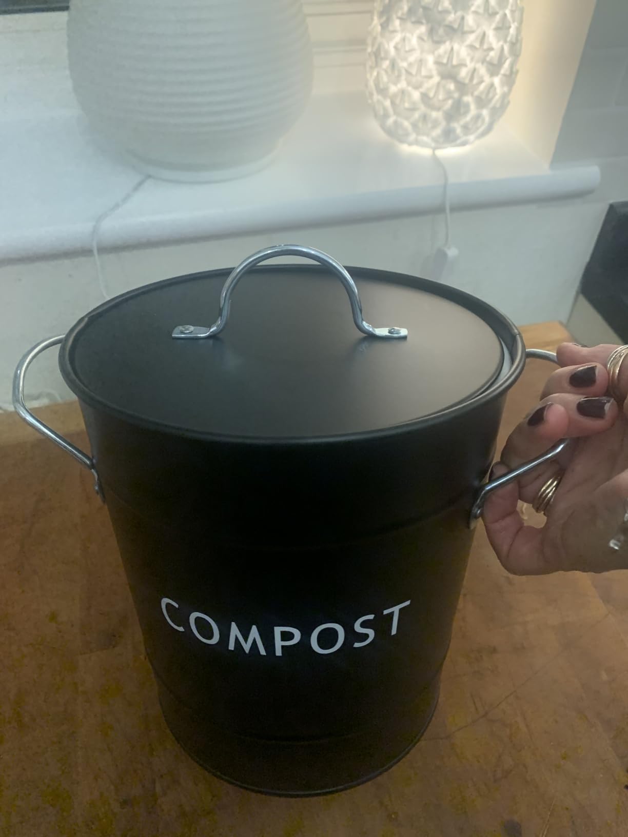 Metal Kitchen Compost Bin Black -Composting Bin for Food Waste ...